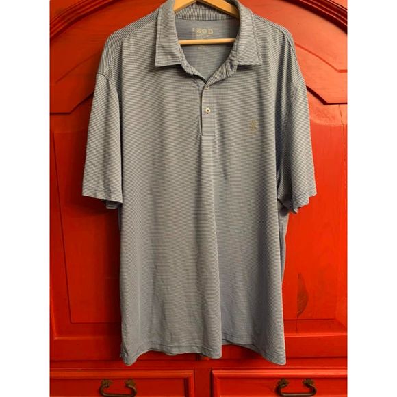 Izod Golf | Shirts | Izod Golf Xxl Mens Sky Blue And White Tiny Check Polo Shirt Not A Spot ...